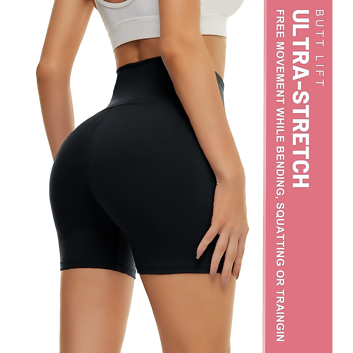 CAMPSNAIL 2 Pack Biker Shorts Women - 5" High Waist Workout Tummy Control Spandex Shorts for Gym Athletic Yoga