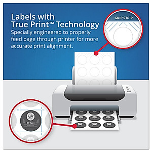 Avery 2" Glossy White Round Labels, Sure Feed, Full Bleed --Print to the Edge, 120 Thank You Labels (22807)
