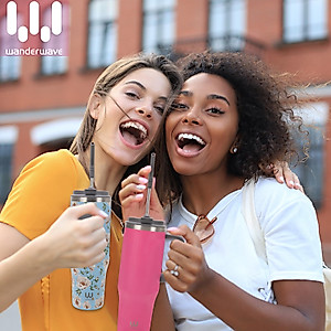 40 oz Insulated Tumbler with Handle, Stainless Steel Straw and silicone sleeves, Leakproof Travel Mug for Water, Iced Tea or Coffee, Insulated Cup Gifts for Women & Men, Strawberry Red