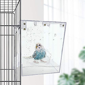 PINVNBY Acrylic Bird Bath Box,Parakeet No-Leakage Bathtub for Cage Hanging Tube Shower Box Cage Accessory with Water Injector & Balls Toys for Small Pet Birds Lovebirds Budgies Canary(6 Pcs)