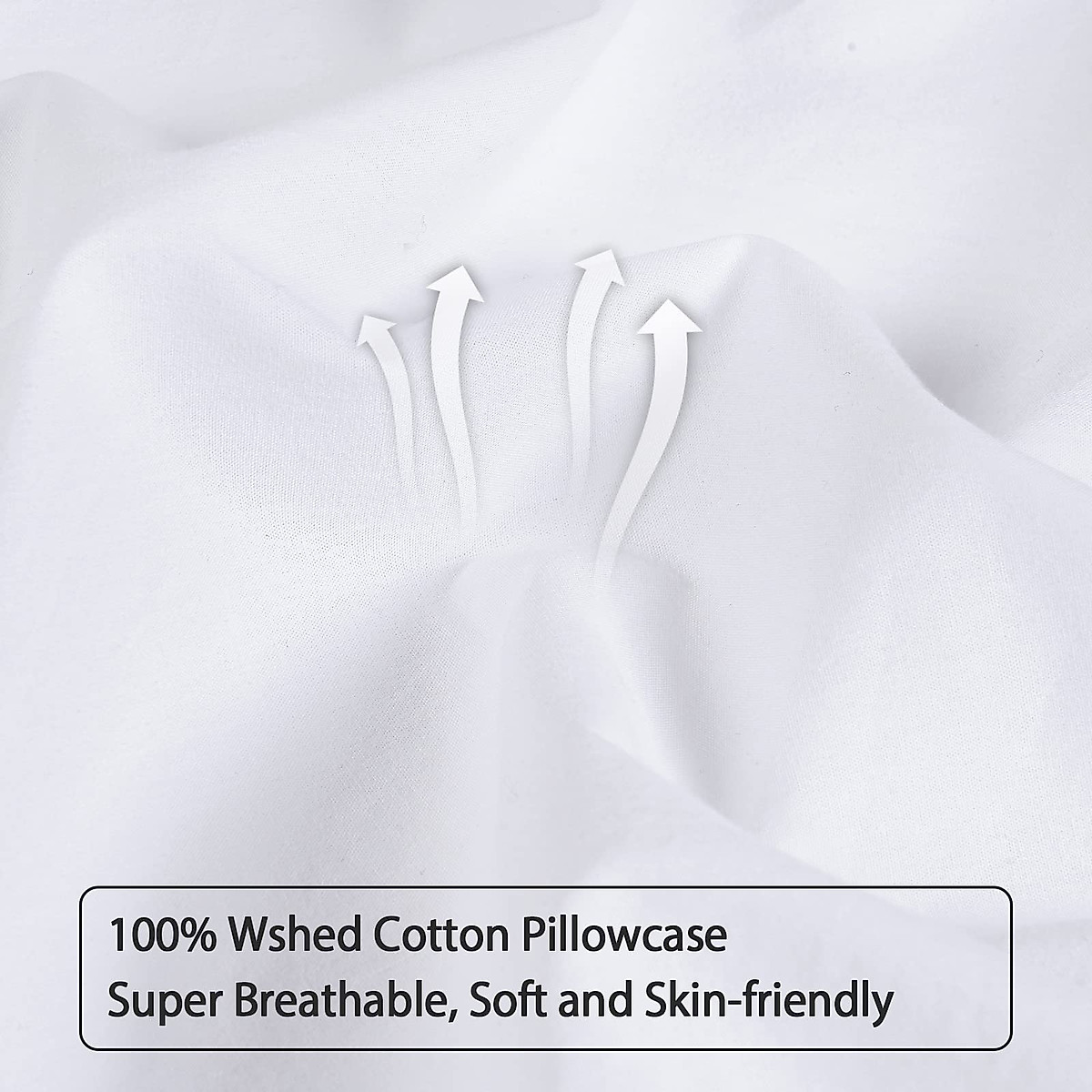 PHF 100% Washed Cotton Ruffle Pillowcases Standard Size, 2 Pack 20" X 26" Pillow Shams, No Insert, Ultra Soft Cotton Pillow Cases,Decorative Farmhouse Bedding Pillow Covers, White