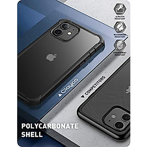 Clayco Forza Series Case for iPhone 12/12 Pro 6.1 inch (2020 Release), Built-in Screen Protector, Dual Layer Rugged Cover with Full-Body Soft TPU Bumper (Black)