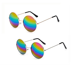 PENTA ANGEL 2Pcs Colored Round Retro Sunglasses