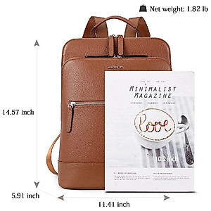 BOSTANTEN Laptop Backpack Purse for Women Genuine Leather Backpack Travel Bag and Womens Wallet Genuine Leather Large Capacity Wristlet Clutch Purse Credit Card Holder with RFID Blocking Beige-Brown