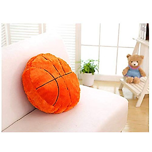 XIZHI 18'Basketball Plush Pillow Fluffy Durable Stuffed Football Throw Pillow Ball Sports,Ball Pillow Soft Durable Sports Toy Sofa Room Decoration Soft Sports Toy Gift (Orange)