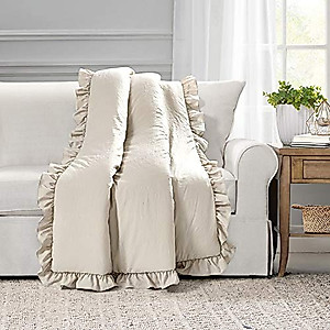 Lush Decor Reyna Soft Knitted Ruffle Throw Blanket, 50" x 60", Wheat