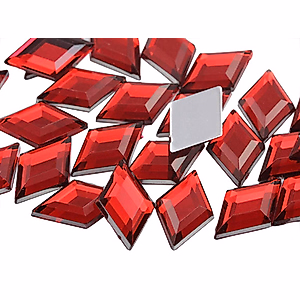 11x18mm Flat Back Diamond Acrylic Rhinestones Plastic Gems for Jewelry Making Costume Jewels Cosplay Embelishments - 35 Pieces (Red Ruby H103)