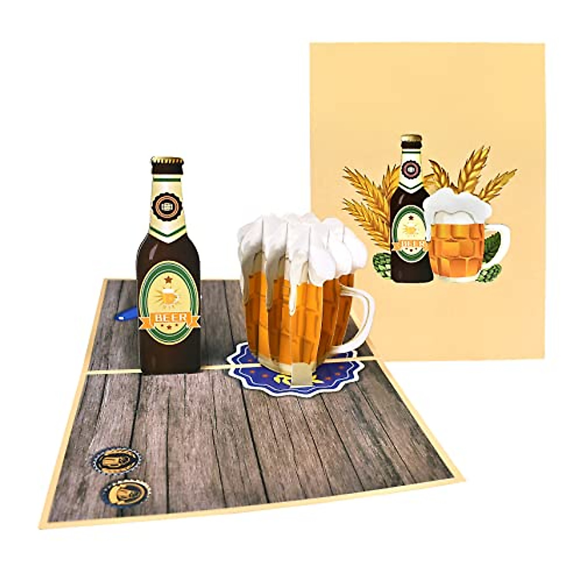 GREETING ART Beer Pop Up Card,8×6-3D Greeting Card, Pop Up Birthday Card for Dad, Brother or Friend,Happy Father's Day Card, Retirement Cards for Men
