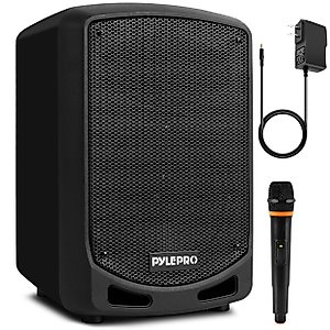 Pyle Bluetooth Karaoke PA Speaker - Indoor / Outdoor Portable Sound System with Wireless Mic, Audio Recording, Rechargeable Battery, USB / SD Reader, Stand Mount - for Party, Control - PSBT65A Black