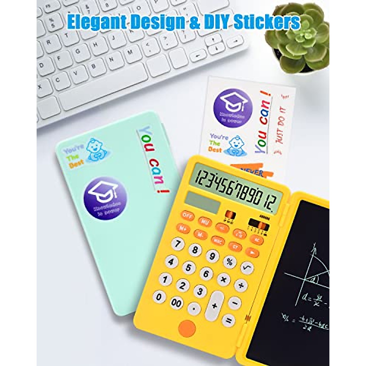 Aucanla Calculator with Notepad,12-Digit Large Display Desk Calculator,Rechargeable and Solar Basic Calculator for Office,School and Business