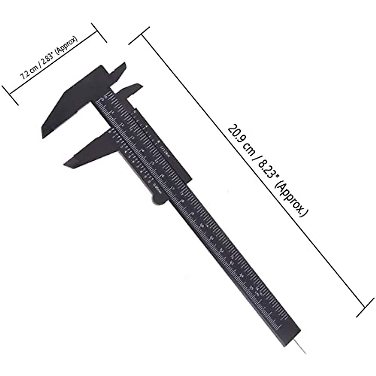 TamBee 6Inch 150mm Mini Caliper Double Scale Plastic Vernier Caliper for Jewelry Sliding Gauge Ruler Measuring Tool 5PCS(Black)