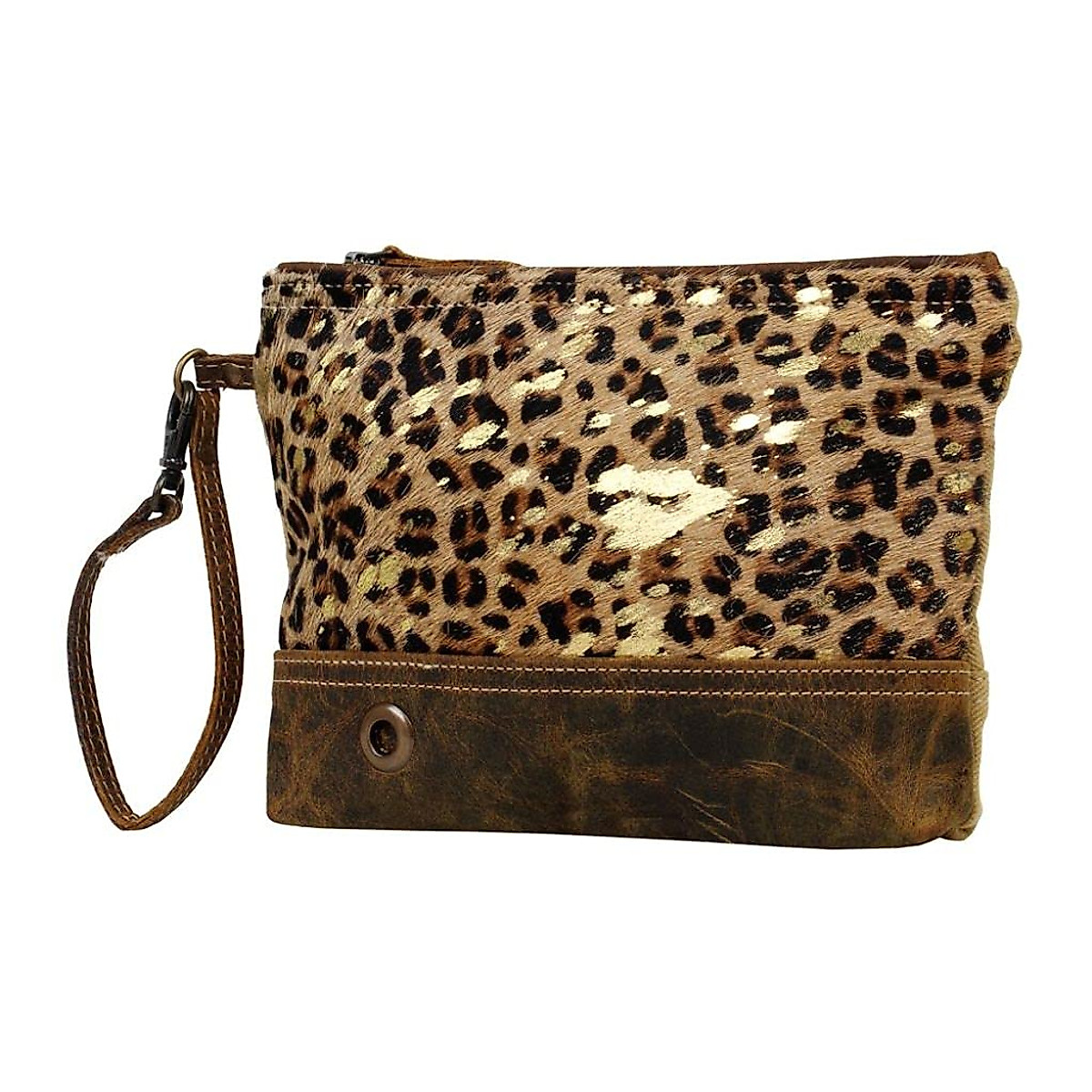 Myra Bag Pouch Delight Canvas And Cowhide Bag Upcycled Canvas, Leather & Cowhide S-2582