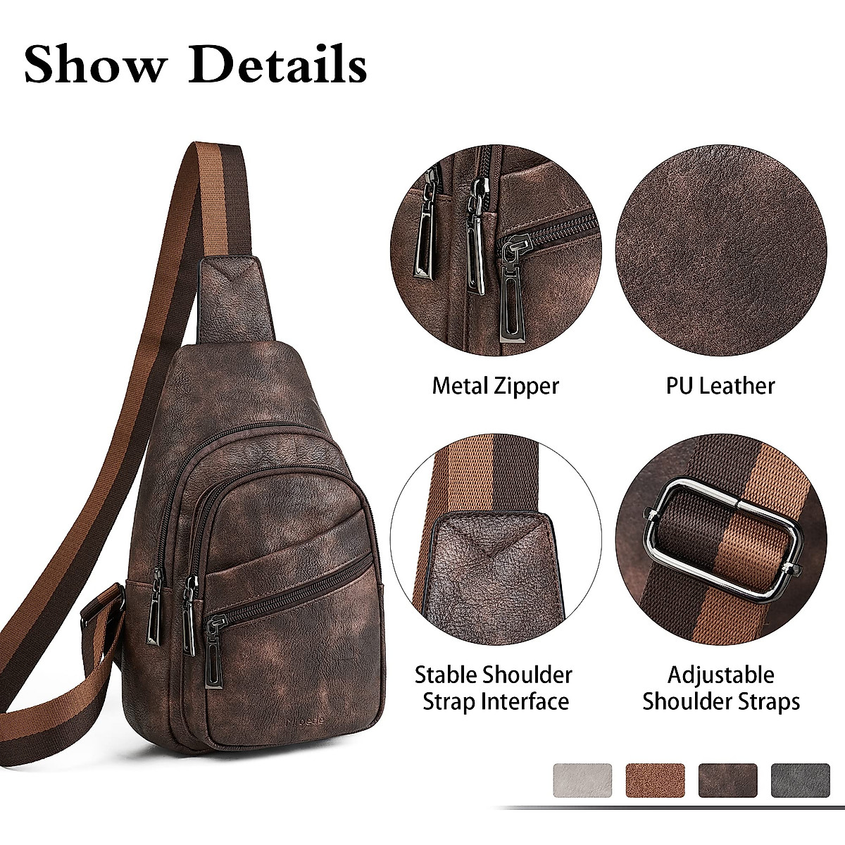 Mroede Sling Bag Crossbody Bags for Women Cross Body Bag Fanny Packs Chest Bags Sling Purses for Travel Shopping