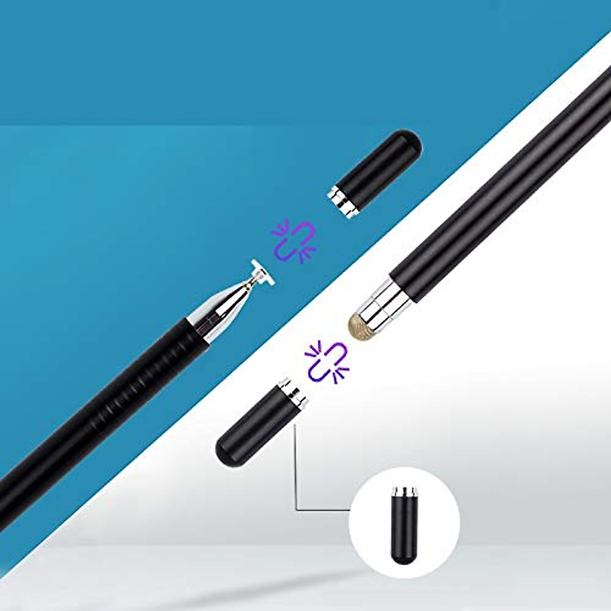 Stylus Pens for Touch Screens,Digital Pen,Capacitive Pen High Sensitivity & Fine Point,Magnetism Cover Cap,Universal for Apple/iPhone/Ipad/Android/Microsoft and Other Touch Screens (Black)
