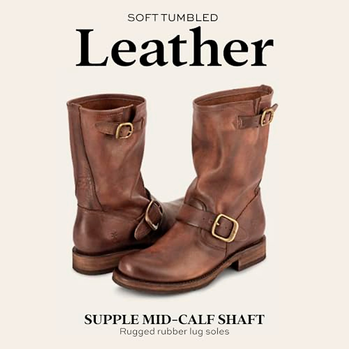 Frye Veronica Short Boots for Women Made from Full-Grain Leather with Antique Metal Hardware, Goodyear Welt Construction, and Rubber Lug Soles – 6 ¾” Shaft Height, Stone - 9 M