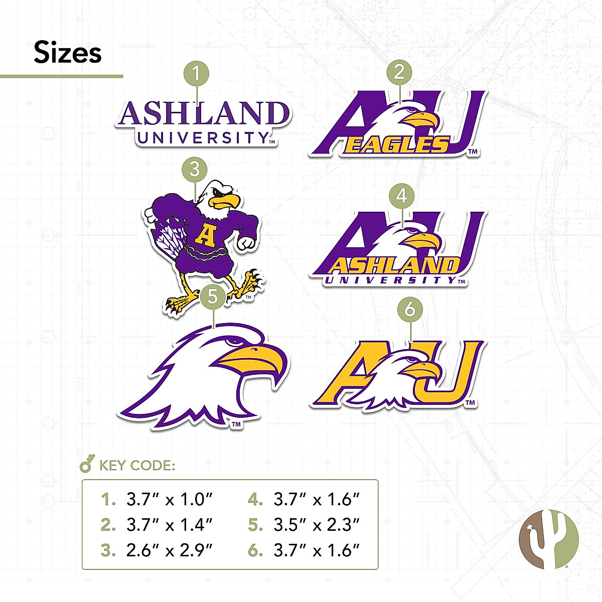 Desert Cactus Ashland University Sticker Eagles Stickers Vinyl Decals Laptop Water Bottle Car Scrapbook T2 (Type 2)