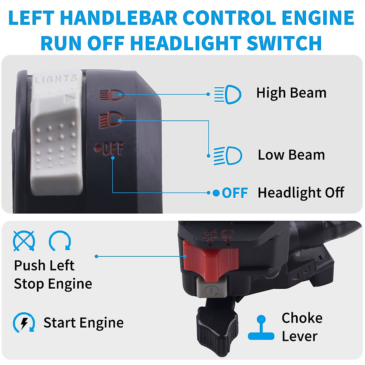 JINGKE Left Handlebar Control Engine Start Run Off Headlight Switch and SwitchStarter Solenoid Relay for Yamaha ig Bear 250 400 Bruin 250 350 Grizzly 350 400 660 Kodiak 400 450 Raptor 350 660