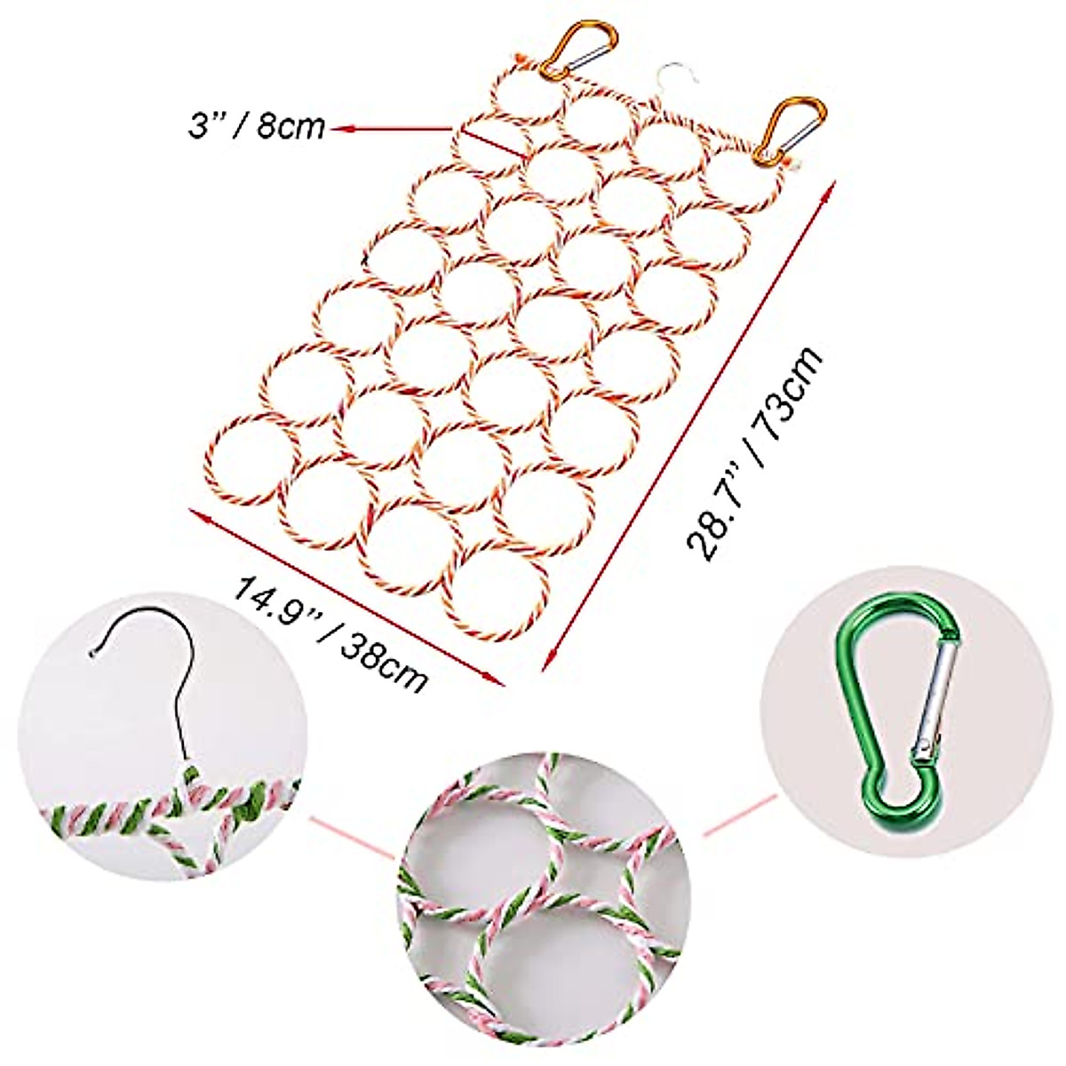 Lemengtree Parrot Swing Perch, Hanging Bird Toys Ladder Climbing Net Parakeet Cage Stand Rope for Small Parakeets, Budgies, Cockatiels, Conures, Macaws, Finches (2pc-Swing Perch), (Swing02pc)