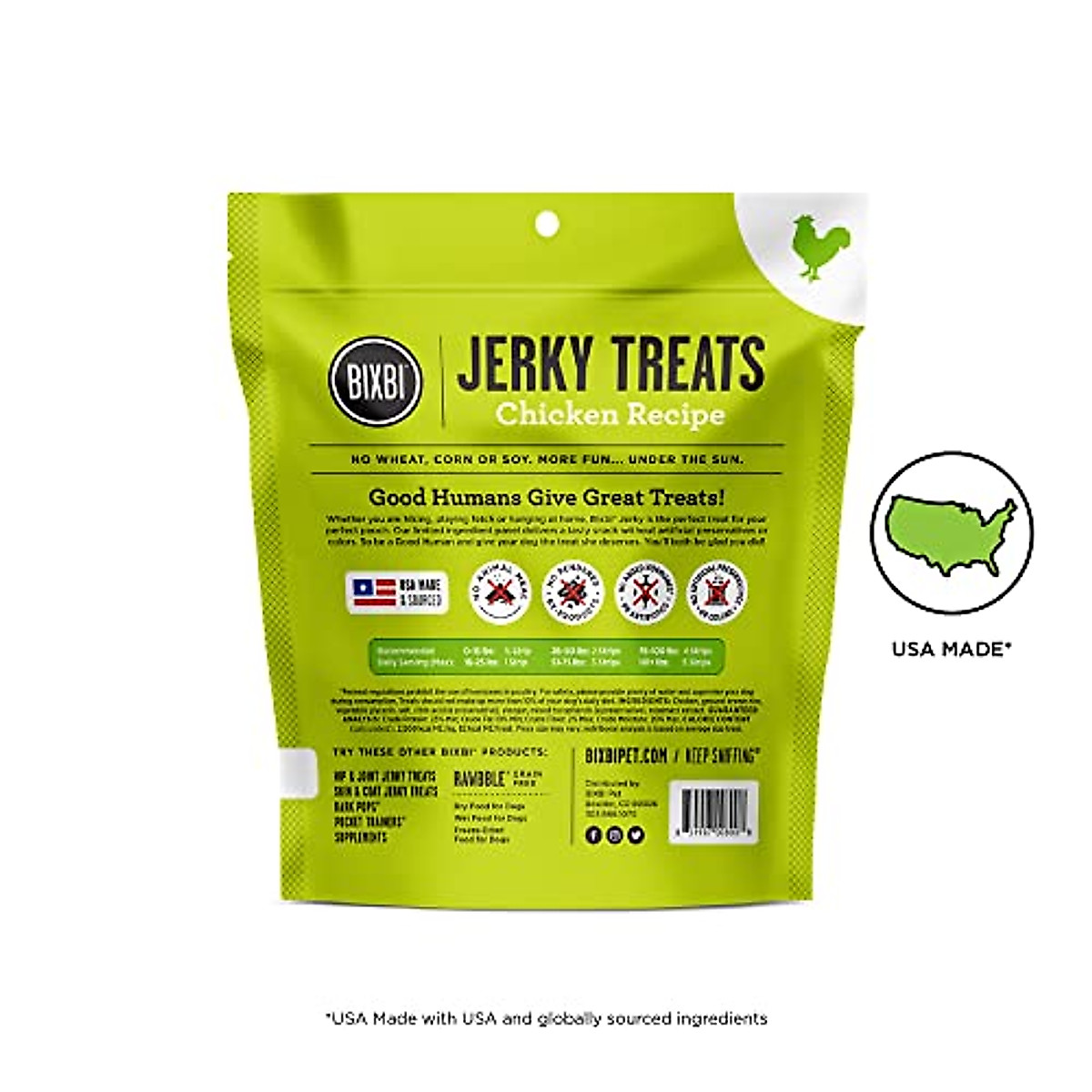 BIXBI Jerky Dog Treats, Original Chicken, 10 oz - USA Made Grain Free Dog Treats - High in Protein, Whole Food Nutrition, No Fillers