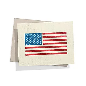 Twigs Paper - American Flag Note Cards - 12 Blank Patriotic Greeting Cards With Envelopes - Eco Friendly Stationery - 5.5 x 4.25 Inch - Made In USA