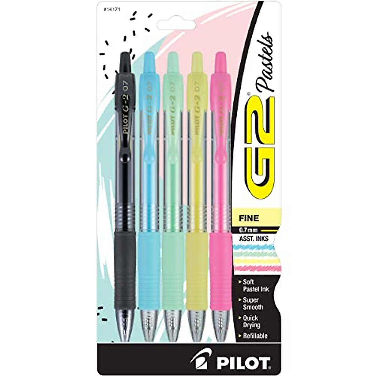 Pilot G2 Pastel Gel Pen, Retractable, Fine 0.7 Mm, Assorted Pastel Ink and Barrel Colors, 5/Pack