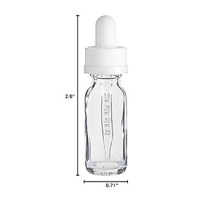 Comfort Axis Child Resistant Calibrated Glass Eye Dropper for 1/2 oz Bottle, White, 18-400 Neck Finish (10 Pack)