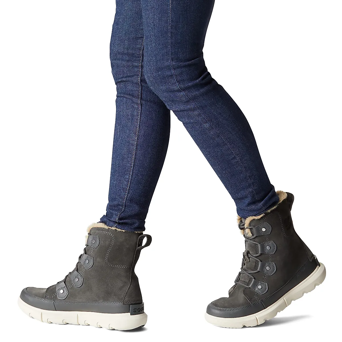 Sorel Women's Explorer II Joan Faux Fur Waterproof Boot - Grill, Fawn - Size 10