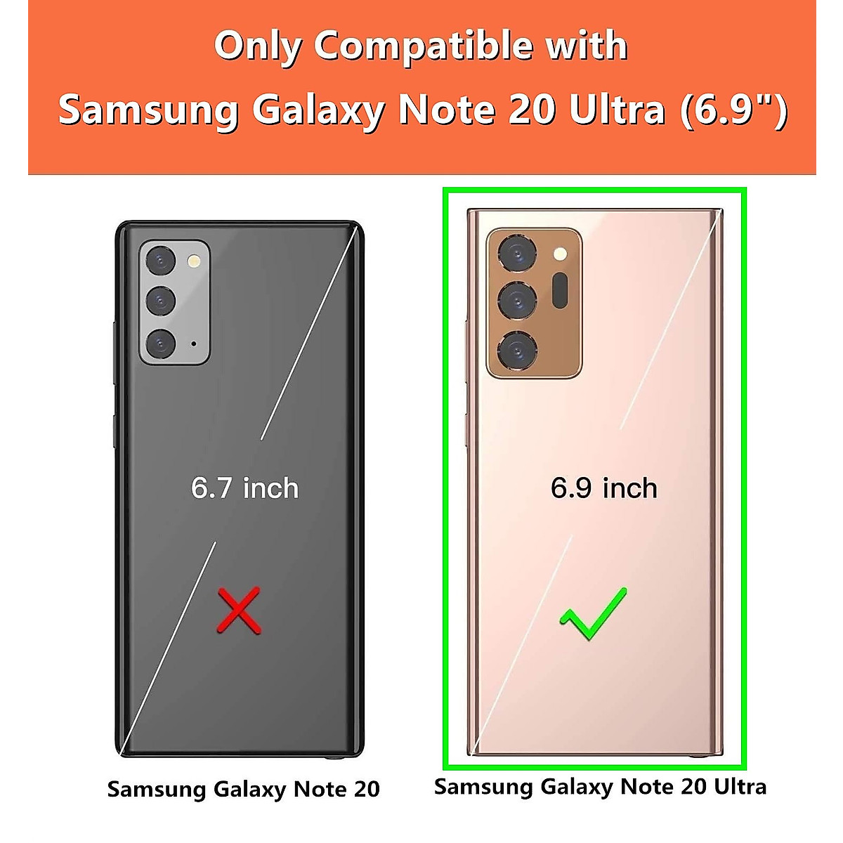 iCoverCase for Samsung Galaxy Note 20 Ultra Wallet Case with Card Holder for Women, Crossbody Lanyard Strap Kickstand PU Leather Case with Zipper Pocket Credit Card Slots Cover (Rose Gold)