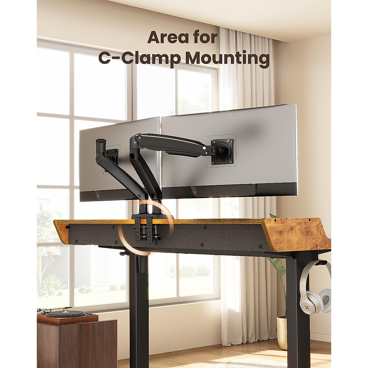 ErGear Electric Staning Desk with Drawers, 40x24 Small Gaming Desk with Monitor Stand, Stand up Desk, Home Office Height-Adjustable Desk with Storage Shelf, Vintage Brown, EGESD35V