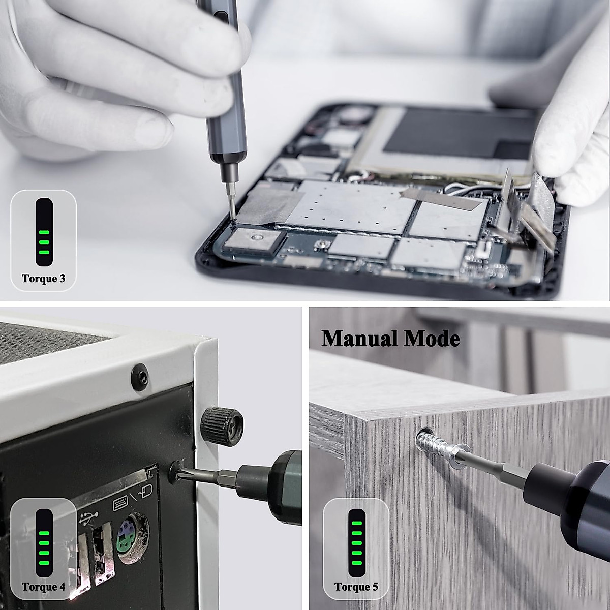 Aeglemana Mini Electric Screwdriver Set，68 in 1 portable electric screwdriver-64 S2 Universal Bits-5 Torque Settings，4 LED Lights- Suitable for laptop toys，Small Electric Screwdriver Cordless toolkits