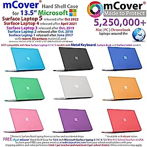 mCover Hard Case Only Compatible for 13.5" Microsoft Surface Laptop (5/4 / 3/2 / 1) with Alcantara Keyboard - Clear