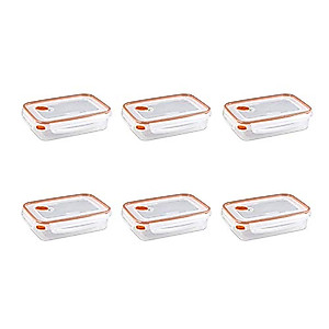Sterilite 03211106 Ultra-Seal 5.8 Cup Microwave-Safe Food Storage Container with Steam Release Vent, Clear/Orange