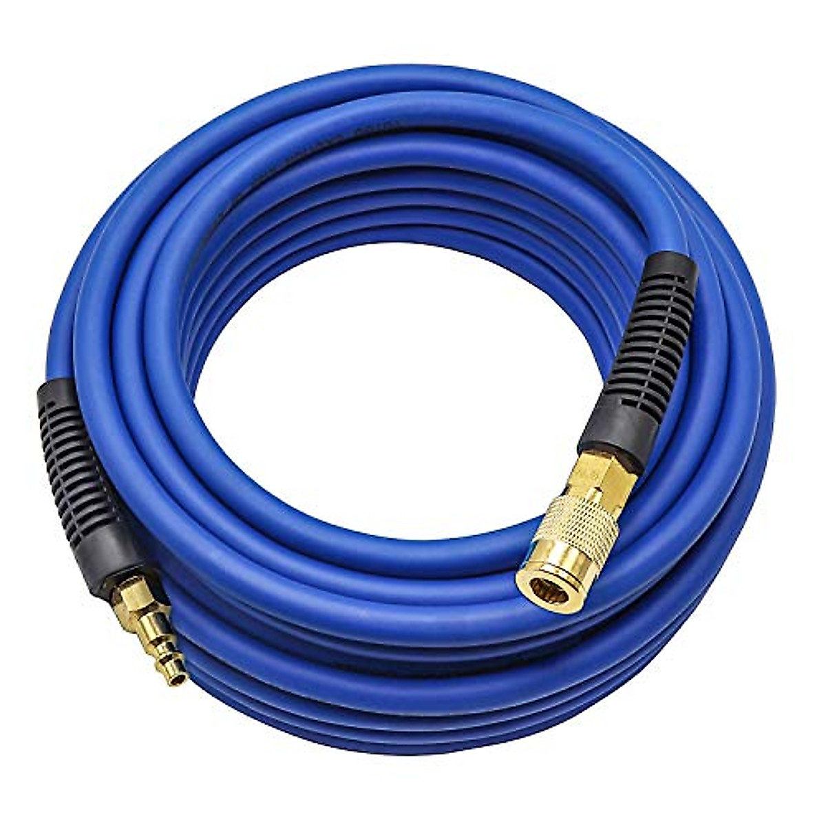 YOTOO Hybrid Air Hose, 1/4-Inch by 50-Feet 300 PSI Heavy Duty Air Compressor Hose, Lightweight, Kink Resistant, All-Weather Flexibility with 1/4-Inch Industrial Air Fittings and Bend Restrictors, Blue