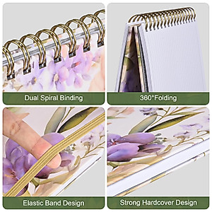 Spiral Notebook, A5 Lined Journal for Women, Hardcover Spiral Journal with 2 Pockets, College Ruled Notebooks, Cute Notebook for Office, School Supplies, Gifts (160 Pages, 6.3" x 8.46", Iris)