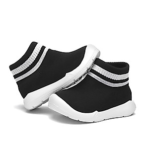 Engtoy Baby Shoes Baby Sock Shoes Baby Walking Shoes Infant Non-Slip Breathable Slippers with Soft Rubber Sole Baby Boys Girls Slip On Sneakers Black