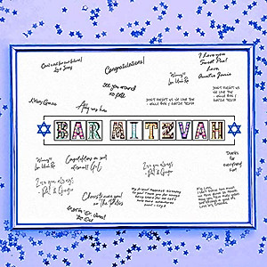 Bar Mitzvah Birthday Party Decorations Signature Card Supplies Or Creative Gifts - Bar Mitzvah Sign In Board Guest Book 11x17 Inch“Unframed” Wall Art Poster Birthday Keepsake Sign For Boy Girls