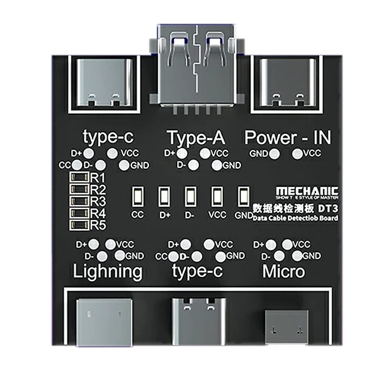 OWLEEN DT3 Data Board USB Cable Tester for iOS Android Type-C Short Circuit On-Off Switching Board Repair