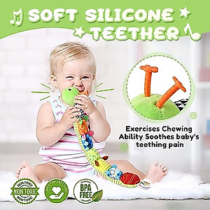 Awotoy Baby Toys 0 to 12 Months, Musical Stuffed Animal Activity Soft Toys with Multi-Sensory Crinkle, Rattle and Textures, Infant Tummy Time Toys for Newborn Boys Girls, Caterpillar, Green