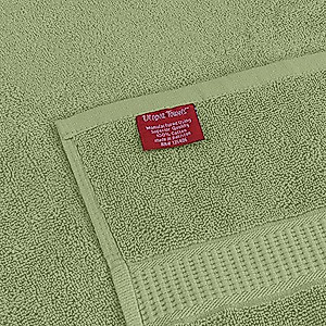 Utopia Towels Bundle Pack of 600 GSM Bath Sheet Set (2-Pack) and Banded Bath Mats (2-Pack) – 100% Ring-Spun Cotton – Highly Absorbent – Soft & Luxurious – Sage Green