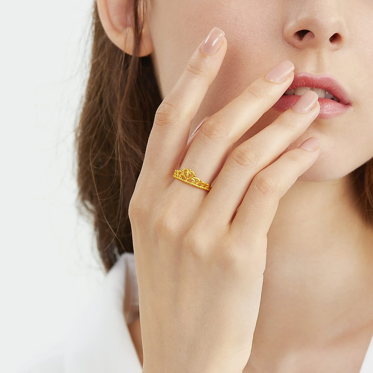 CHOW SANG SANG 999.9 24K Solid Gold Price-by-Weight 2.99g Gold Crown Ring for Women 90227R | Adjustable Size