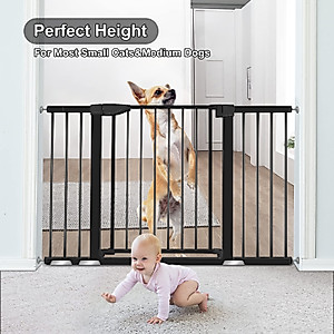 SYCYH Baby Gate for Stairs and Doorways 29.93" to 51.5" Extra Wide Safety Baby Gate with Door, Auto-Close Safety Pet Dog Gates for The House