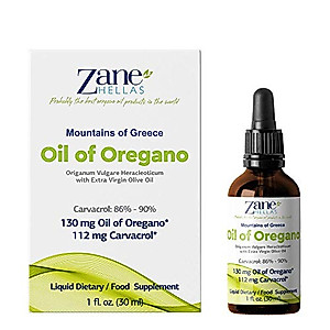 Zane Hellas 70% Oregano Oil. Greek Essential Oil of Oregano .86% Min Carvacrol. 112 mg Carvacrol Per Serving. Probably The Best Oregano Oil in The World. 1 fl. oz.- 30ml