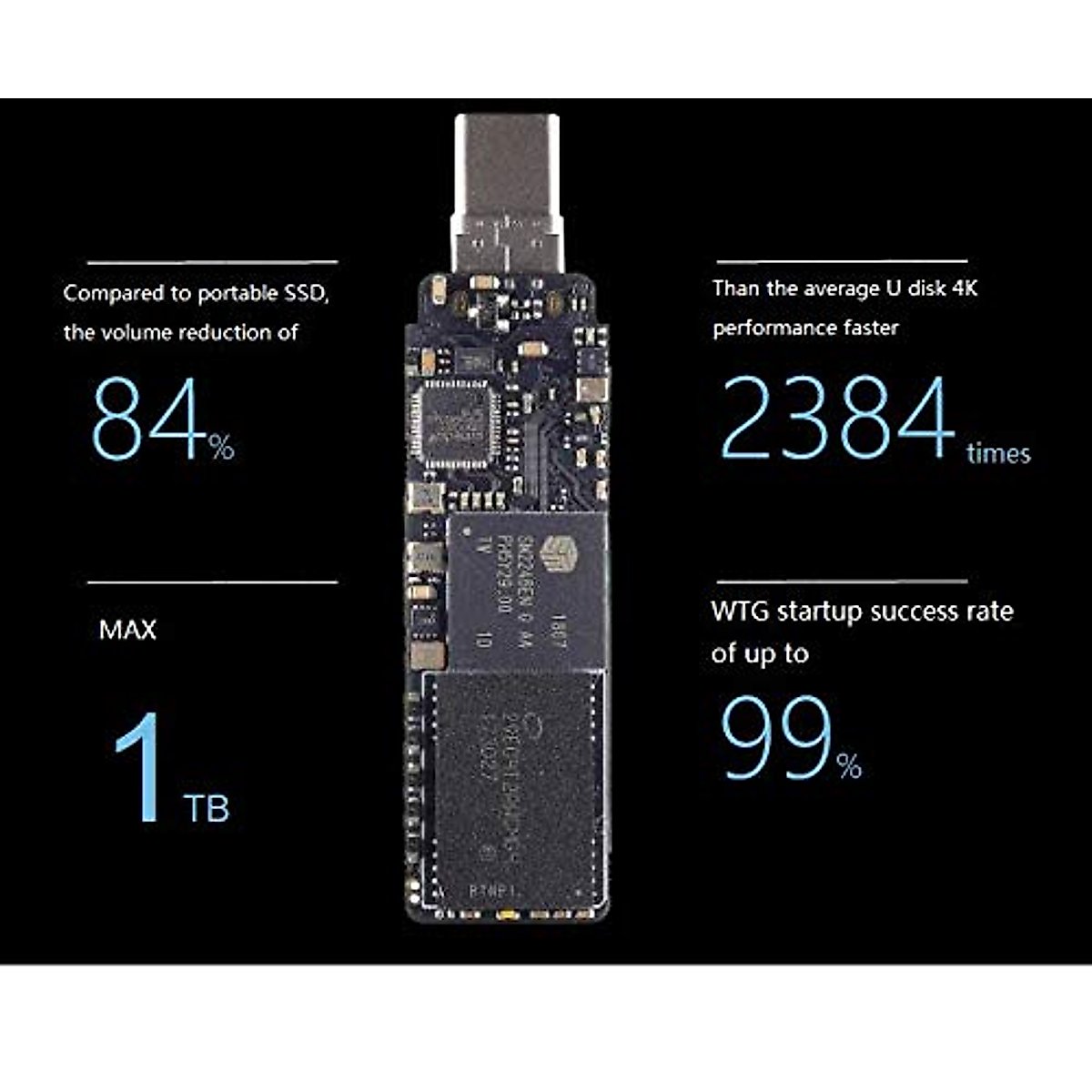 CHIPFANCIER Thunderbolt3 USB3.1 GEN2 Type-C Solid State SSD Windows to GO WTG USB Flash Drive MAC&PC (256GB)