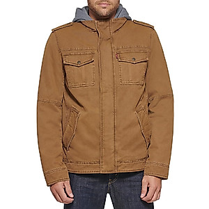 Levi's mens Four-pocket Hooded Jacket, Brown, Large US