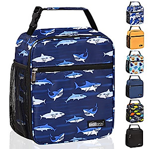 Buringer HOMESPON Reusable Lunch Bag Insulated Lunch Box Bento Cooler Tote with Front Pocket For Office/Outdoor (Shark)