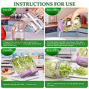 EOUOBOMO Sprouting Kit,Sprouting Jar Kit,Sprouts Growing Kit w.Wide Mouth Mason Jar,316 Screen Lid, Stand,Tray and Blackout Sleeves,Seed Sprouting Kit for Growing Broccoli, Alfalfa