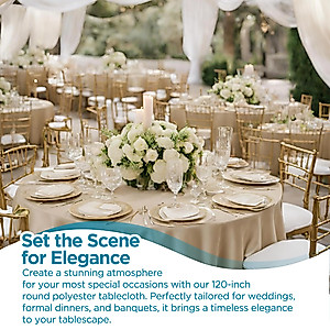 10-Pack 120-Inch Round Ivory Polyester Tablecloths – Machine Washable, Durable, Wrinkle-Resistant Linens for 8-Foot Tables – Ideal for Weddings, Banquets, Restaurants, Parties