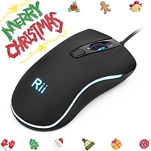 Rii RM105 Wired Mouse,Computer Mouse with Colorful RGB Backlight,Comfortable Grip Ergonomic Optical,USB Wired Mice Support Windows PC, Laptop,Desktop,Notebook,Chromebook