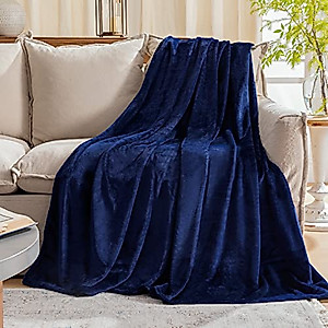 JIAHANNHA Decorative Navy Blue Throw Blanket,2PCS Navy Blue Throw Pillow Covers Very Soft Cozy for Sofa Couch Bed