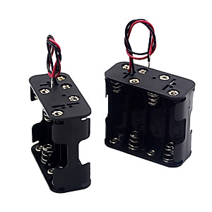 LampVPath (Pack of 2 8 AA Battery Holder, 12v AA Battery Holder, 8 AA Battery Holder with Leads-Double Layers Battery Holder(Each Layer Loads Four aa Batteries)